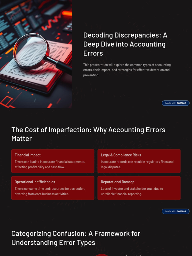 Accounting Error Discrepancies Explained | PDF | Accounting | Debits ...