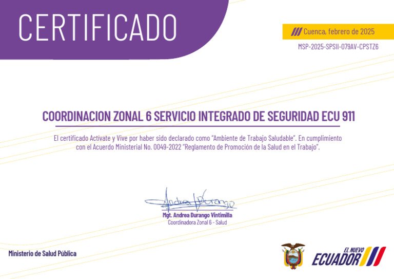 05 Feb - Coordinacion Zonal 6 Servicio Integrado de Seguridad Ecu 911 | PDF