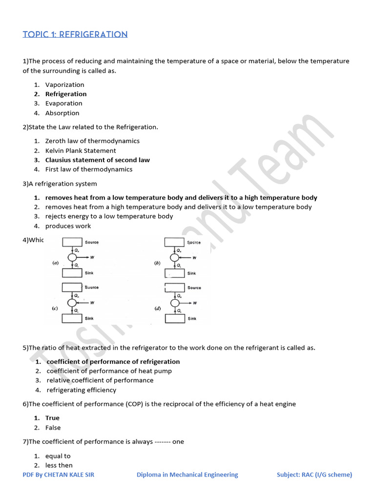 Refrigeration and Air Conditioning Quiz | PDF | Air Conditioning | Humidity