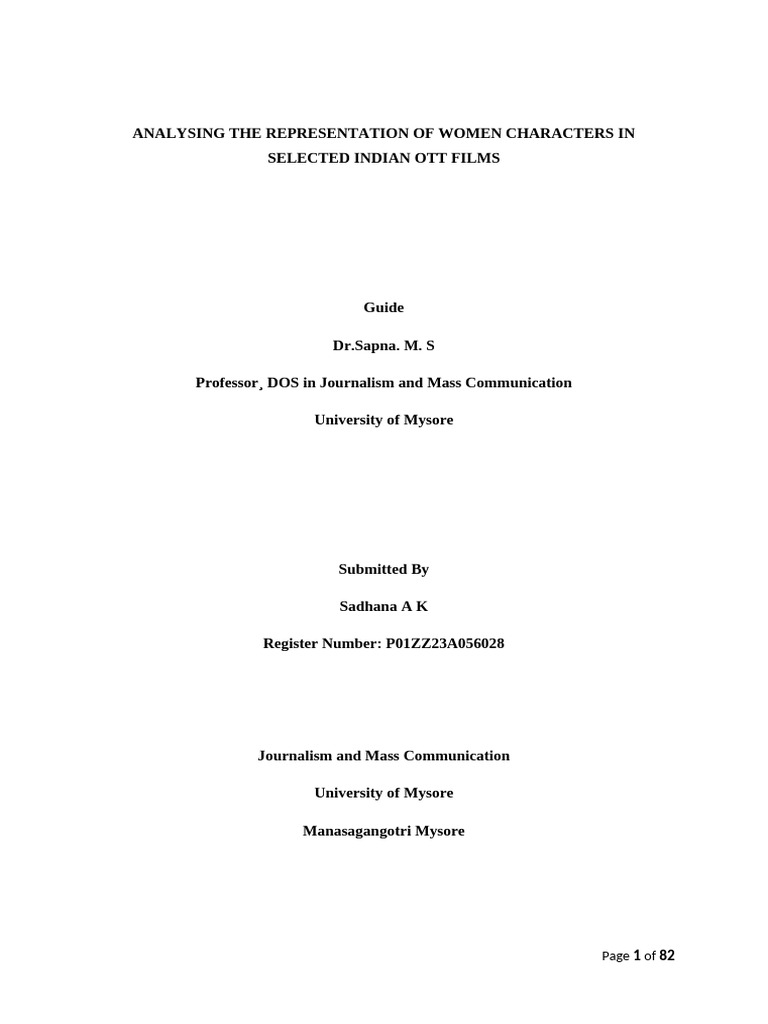 Analyzing The Representation of Women Characters in Selected Indian OTT ...