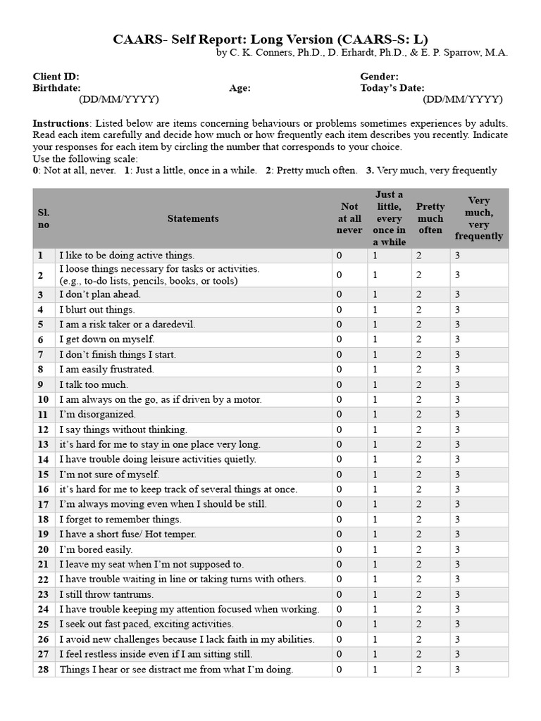 Caars Scale | PDF | Psychological Concepts | Psychology