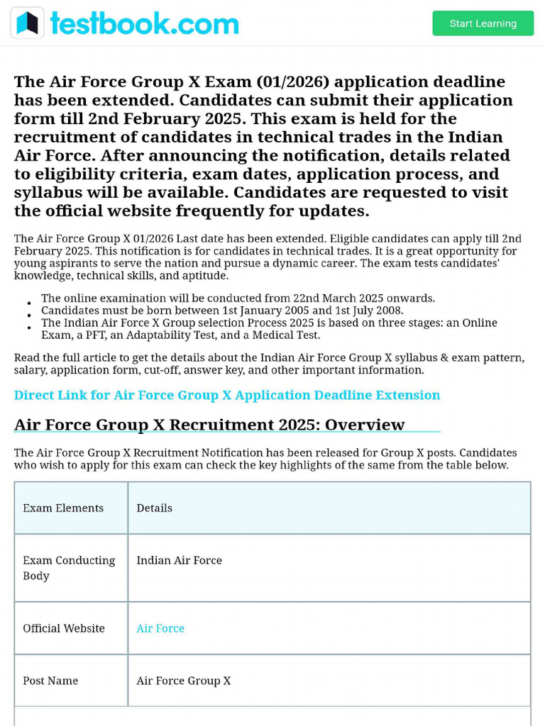 Air Force Group X Exam 2025exam Info | PDF
