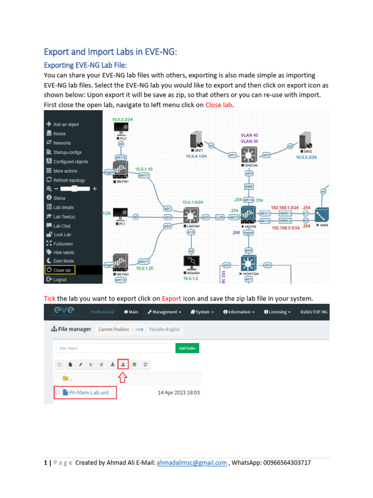 EVE-NG Lab Export and Import Guide | PDF