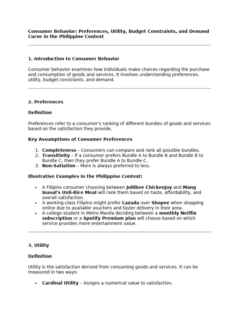 Week 3-4 Consumer Behavior | PDF | Utility | Consumer Behaviour