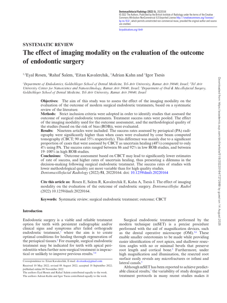 DMFR 20220164 | PDF | Systematic Review | Cohort Study