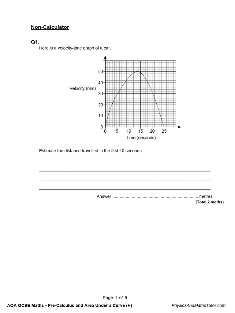 Velocity-Time Graphs and Calculations | PDF