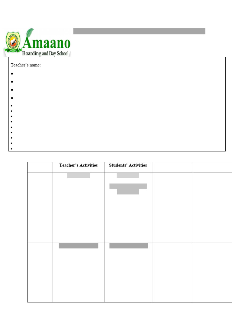 Daily Lesson Plan Form Three Week 1 Day 1 | PDF
