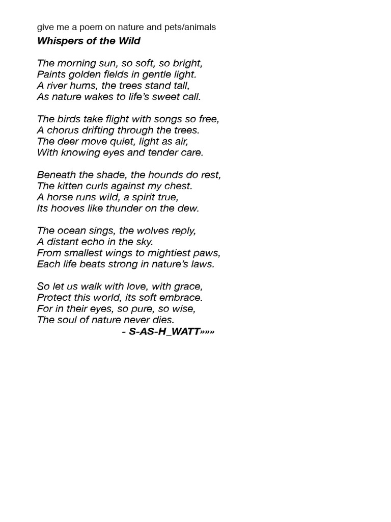 Whispers of the Wild Poem | PDF