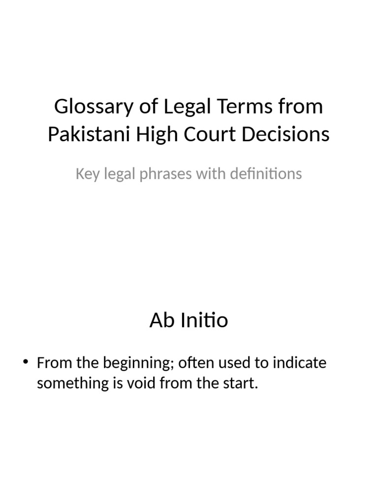 Legal Terms Glossary from Pakistan High Court | PDF