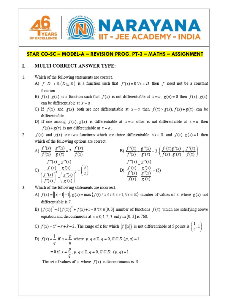 SR Star Co SC - Model A Revision Prog - Pt-3 - Maths - Assignment | PDF | Rational Number ...