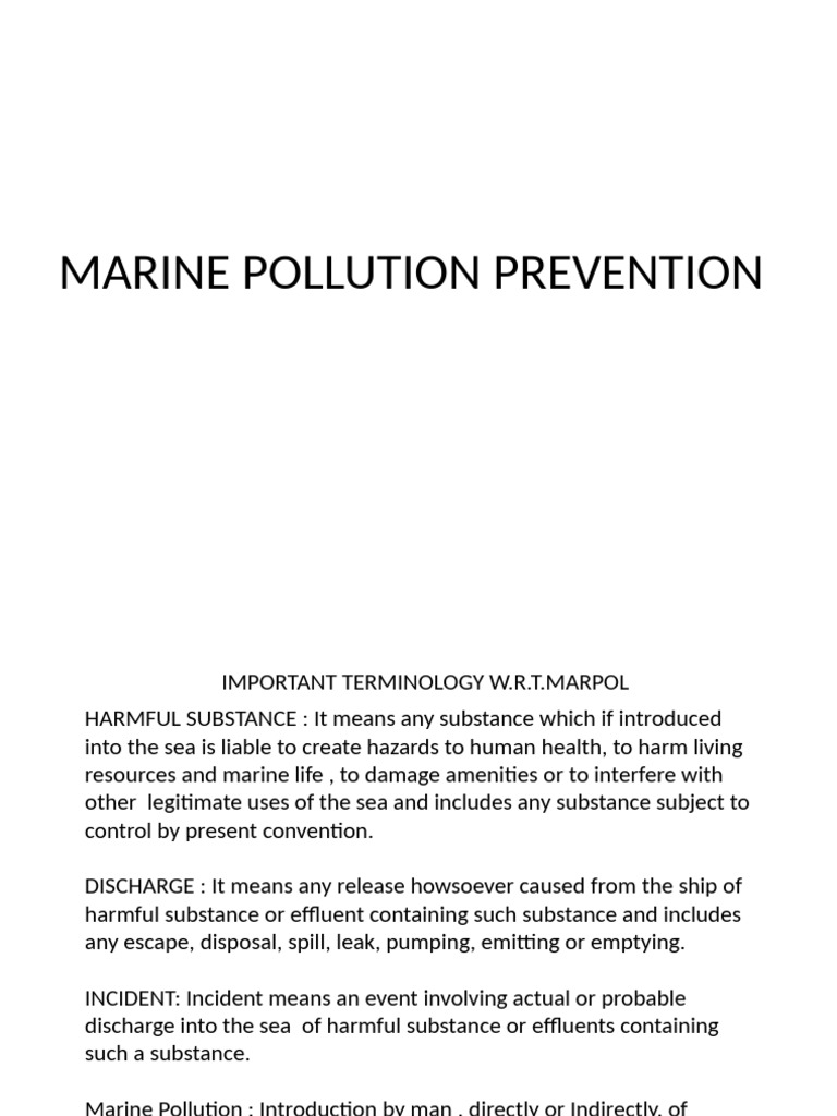 Marine Pollution Prevention Intro | PDF | Pollution