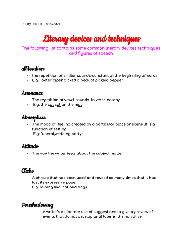 Literary Device Note | PDF
