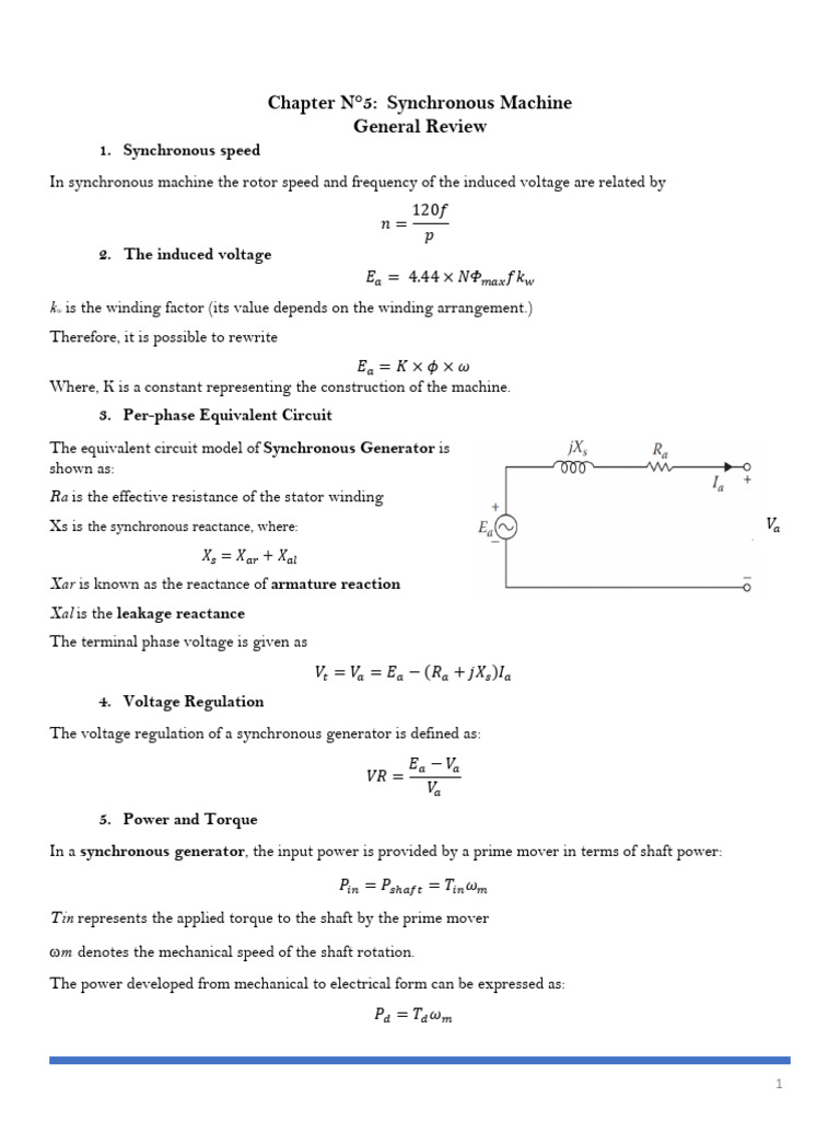 Synchronous Machines Overview and Analysis | PDF | Electric Motor ...