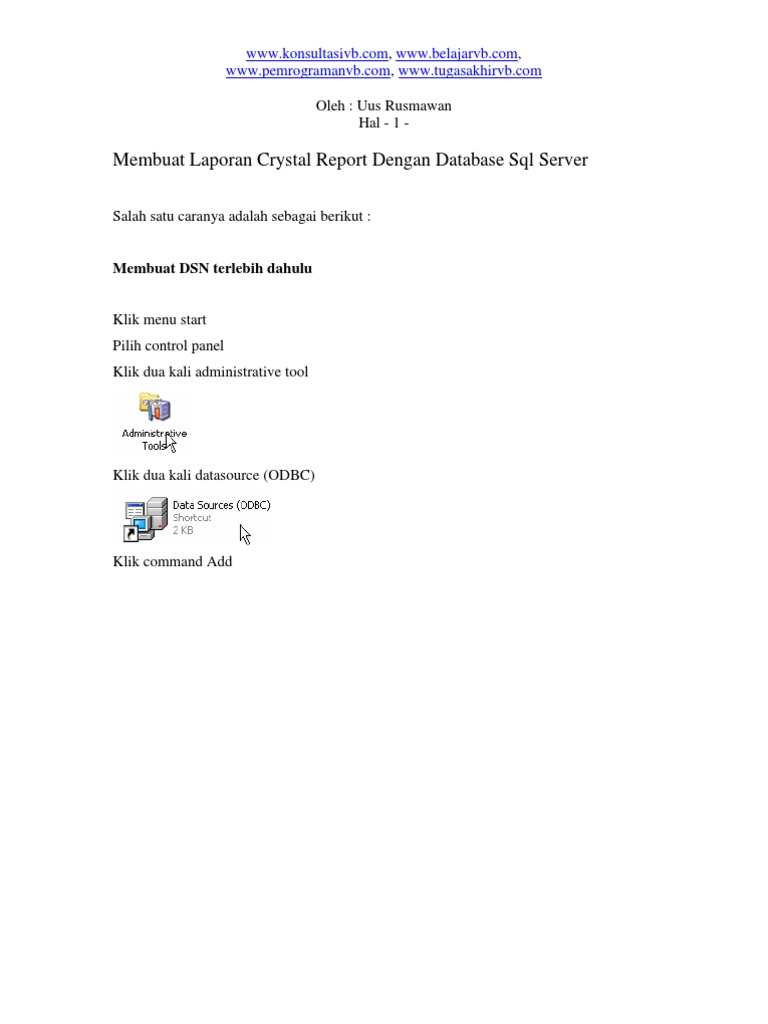 Membuat Laporan Crystal Report Dari Database SQL Server | PDF