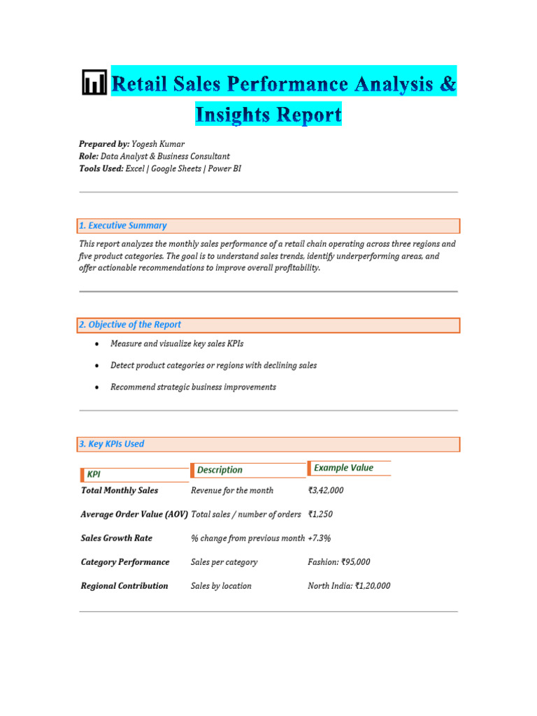 Retail Sales Performance Insights Report | PDF | Performance Indicator ...