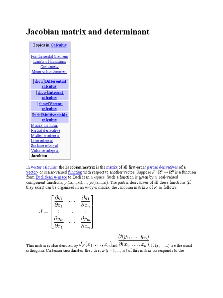 Jacobian Matrix and Determinant - Line Integral | PDF | Integral ...