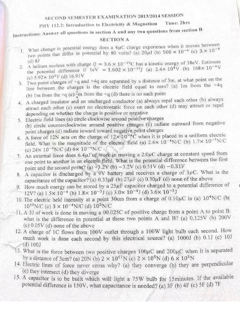 PHY 112.2 Johnson 2nd Semester Quets | PDF