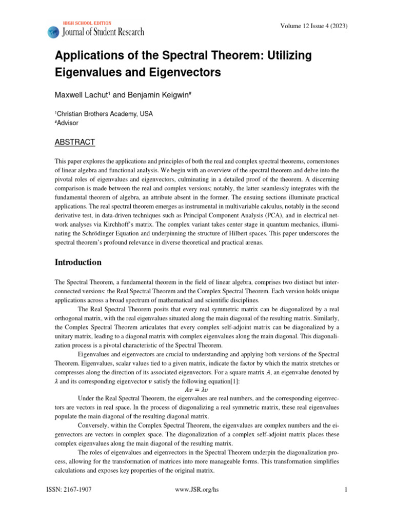 Spectral Theorem Applications Explained | PDF | Eigenvalues And ...