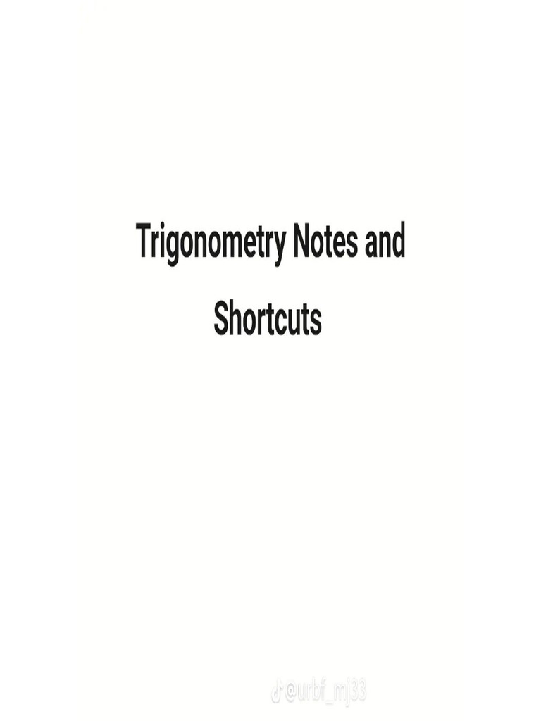 Trigonometry Shortcuts | PDF