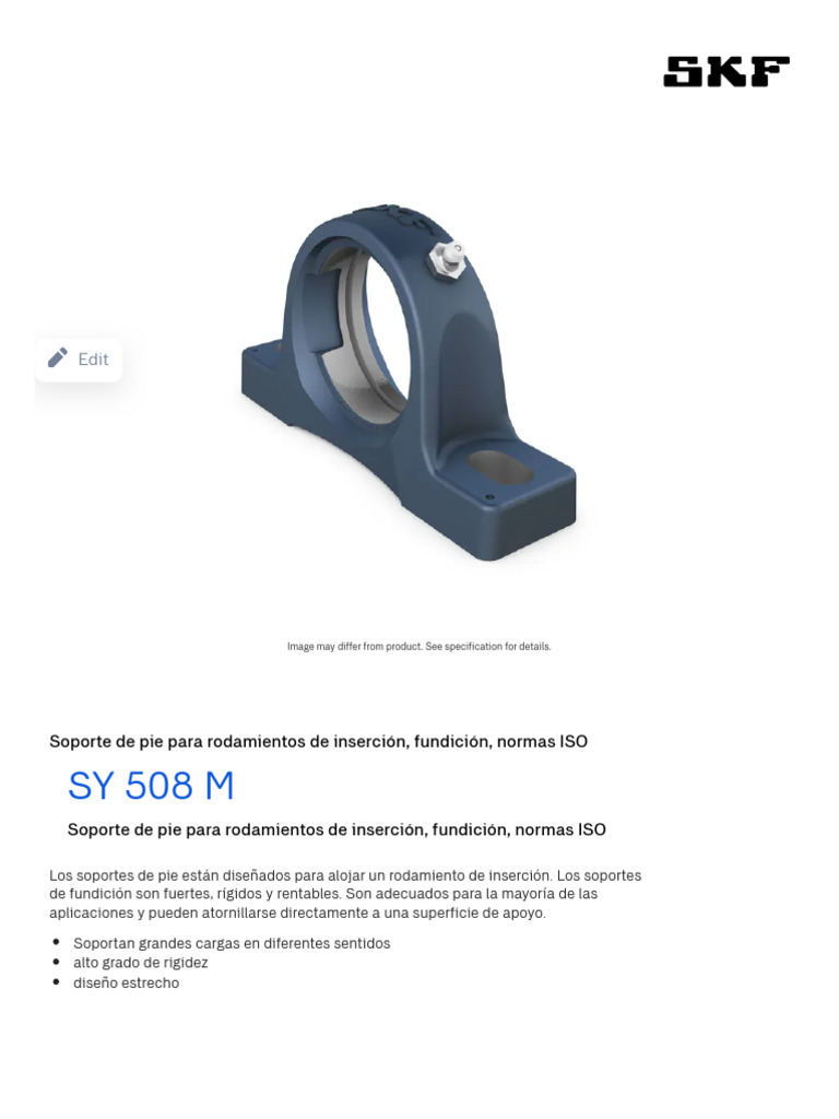 Soporte de pie SKF SY 508 M | PDF | Tornillo | Máquinas