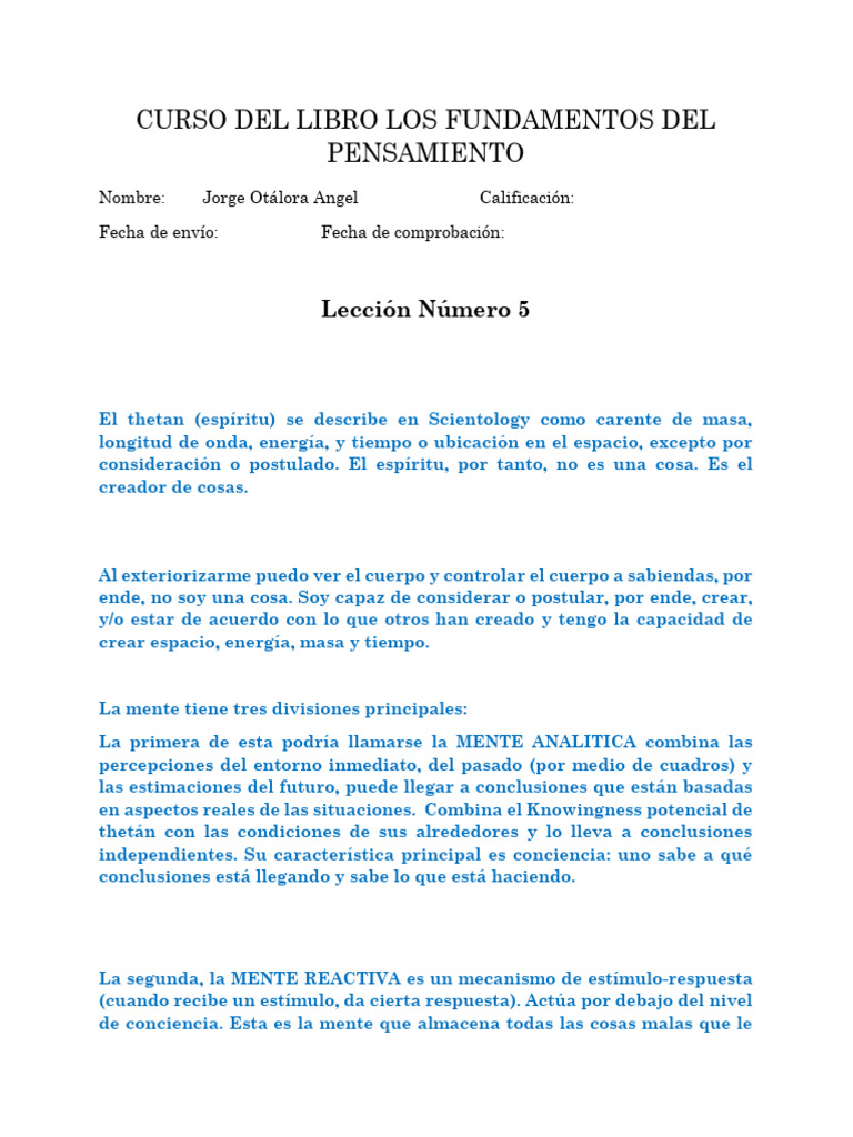 Definición y funciones del Thetan en Scientology | PDF | Mente ...