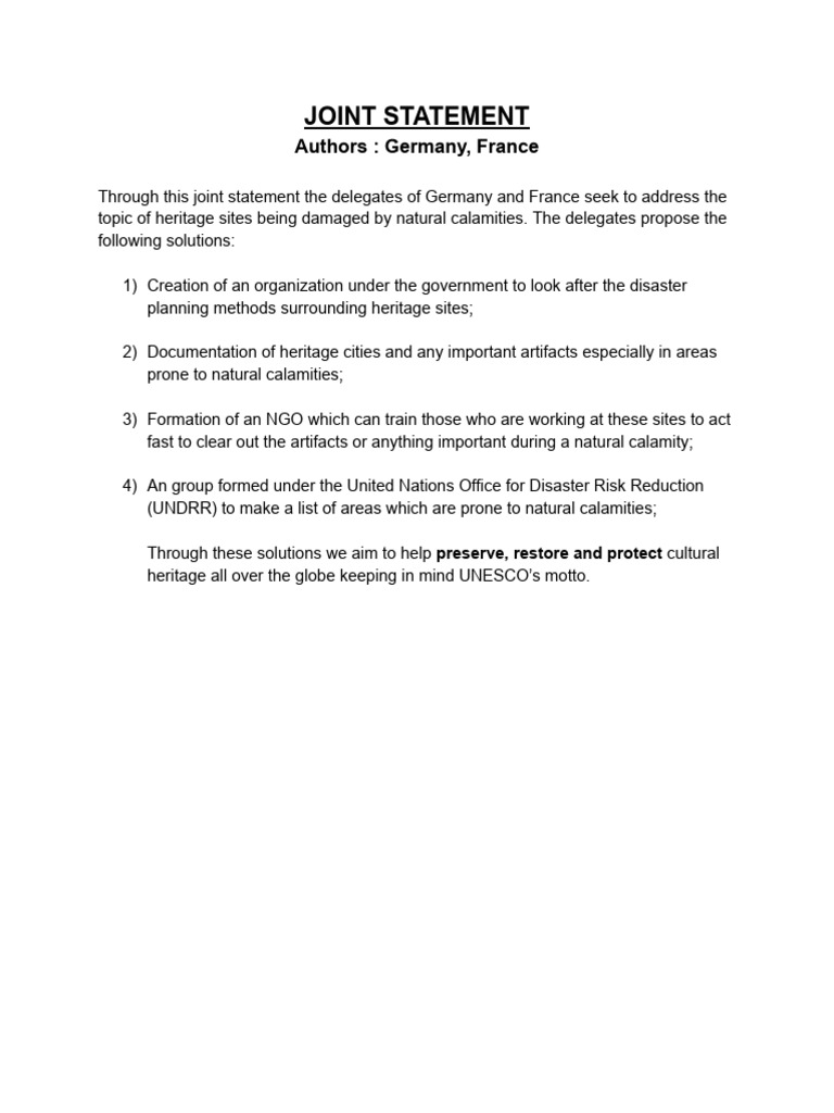 Joint Statement - Germany, France - 1 | PDF