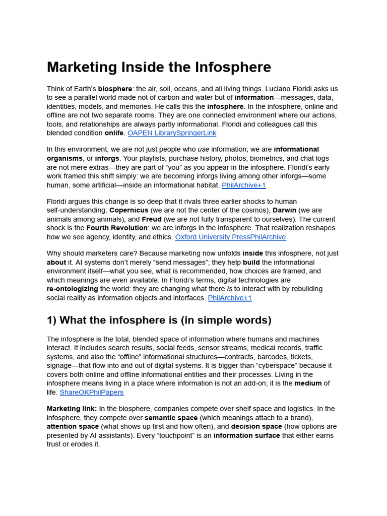 Marketing Inside the Infosphere | PDF | Artificial Intelligence | Intelligence (AI) & Semantics