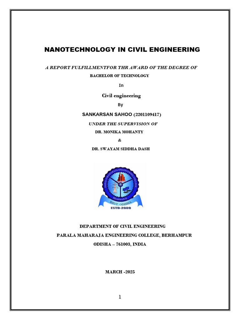 Nanotechnology in Civil Engineering Report | PDF | Nanocomposite ...