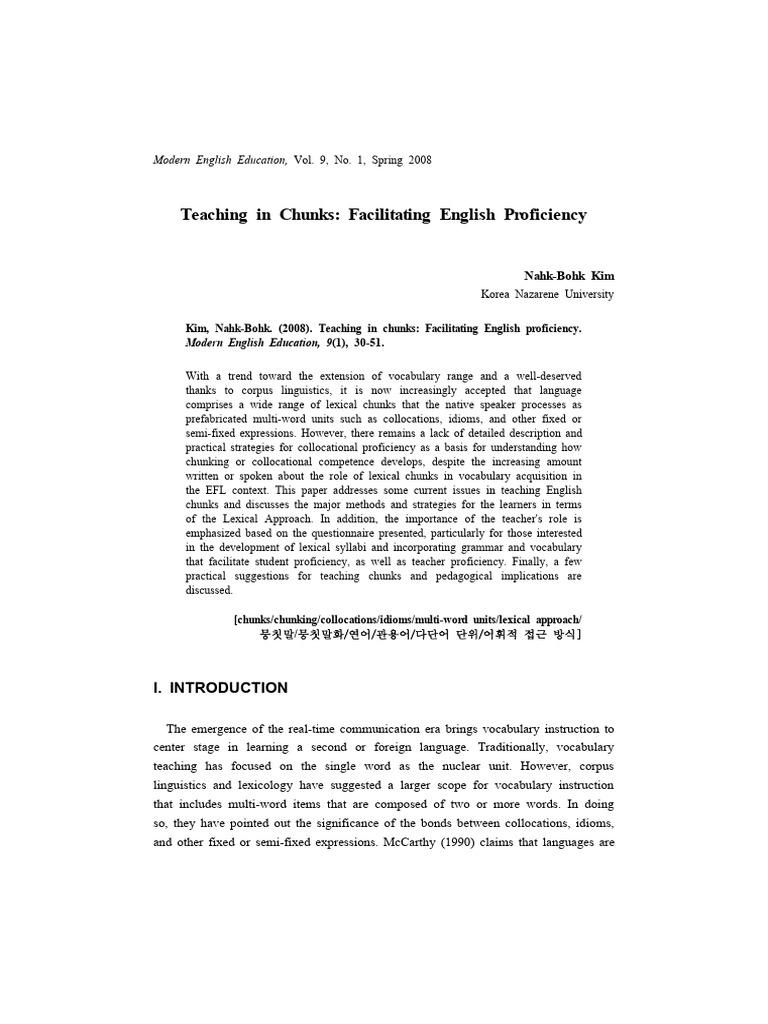 Teaching in Chunks Facilitating English | PDF | Vocabulary | Idiom