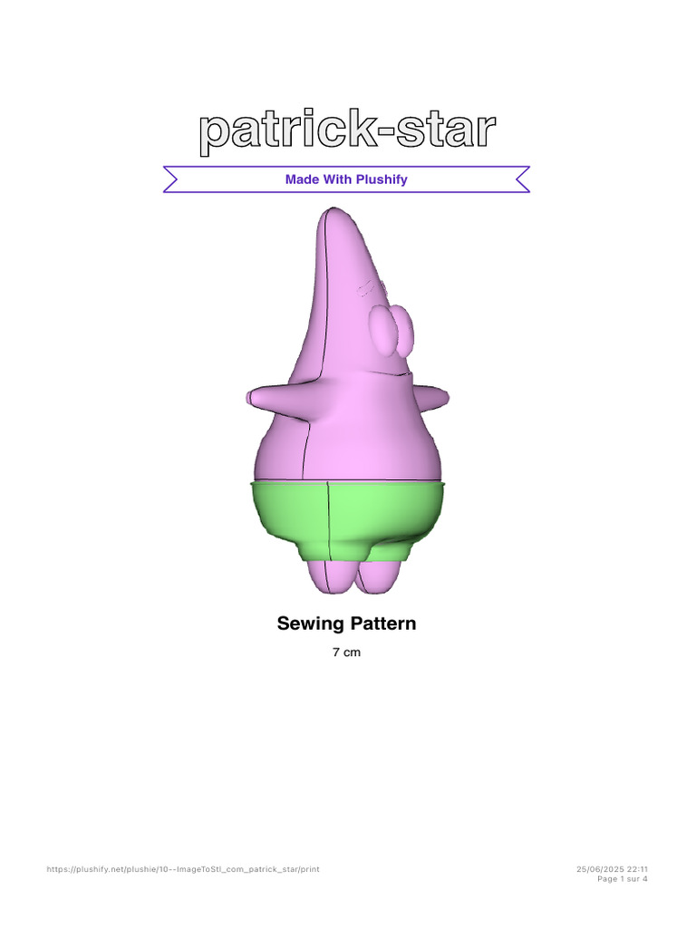 Patrick Star Pants Sewing Pattern | PDF