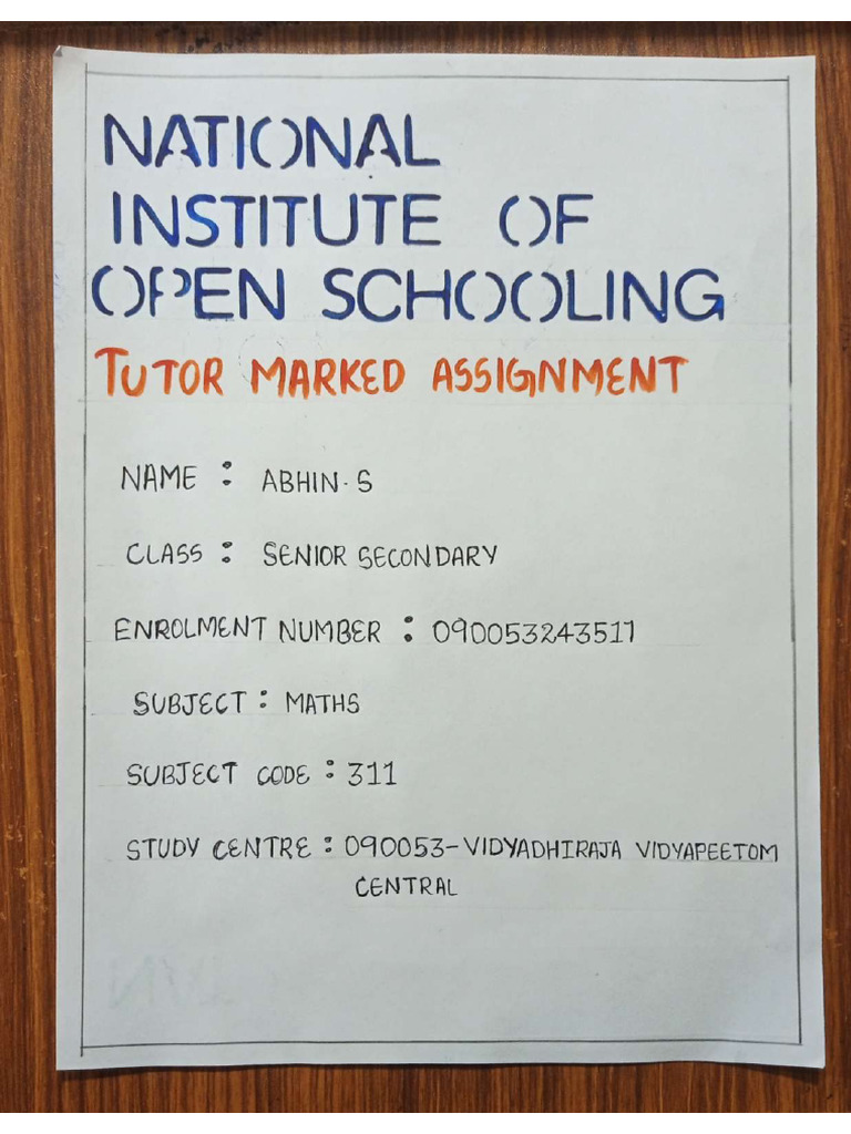 Nios Maths Assignment - Compressed | PDF