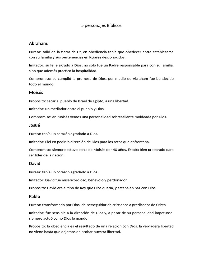 Cinco personajes bíblicos destacados | PDF
