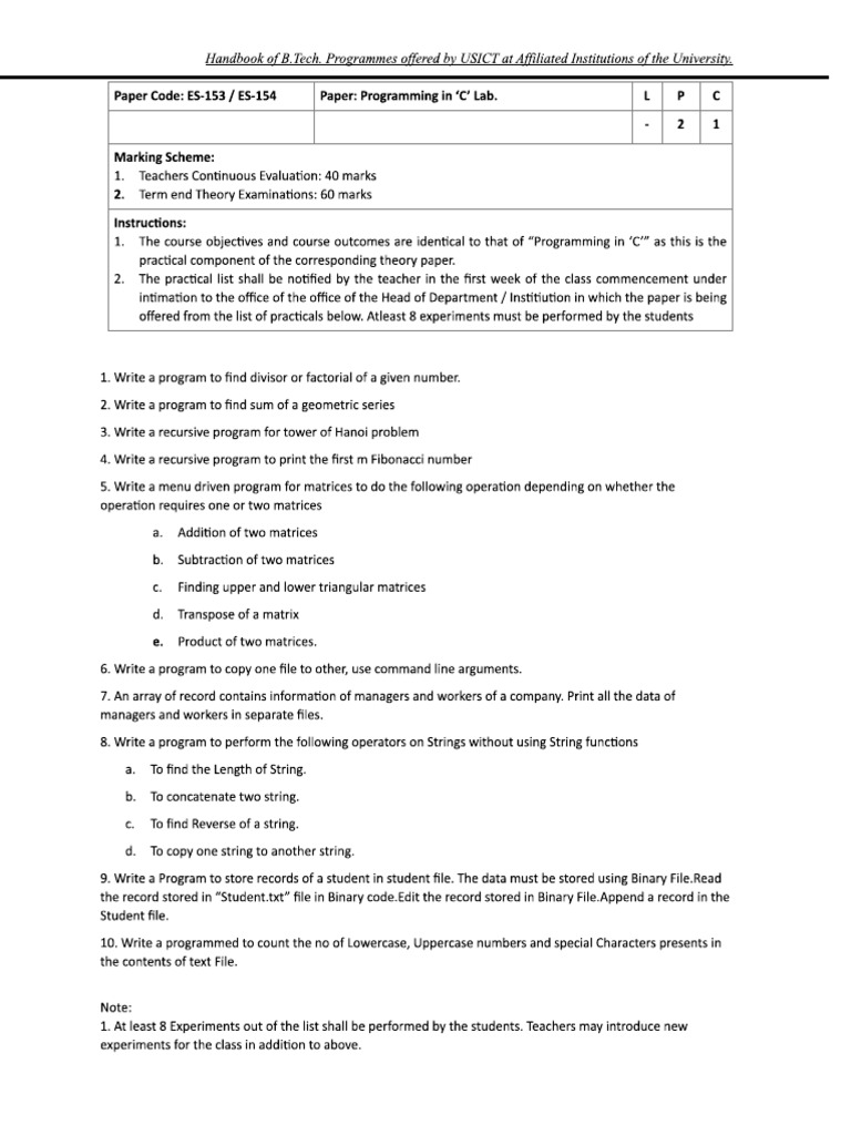 PCL Lab Syllabus 2025 | PDF