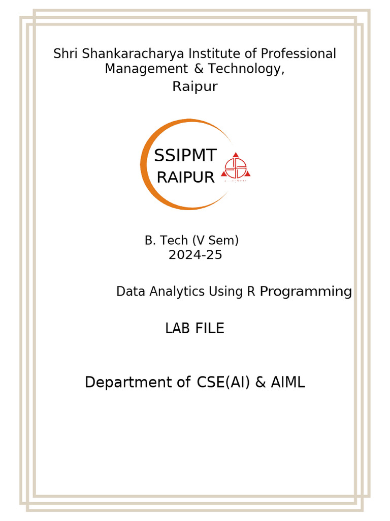 R Programming Lab | PDF
