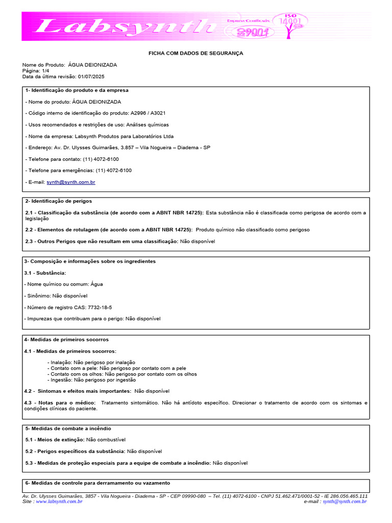 Agua Deionizada - PDF Segue | PDF