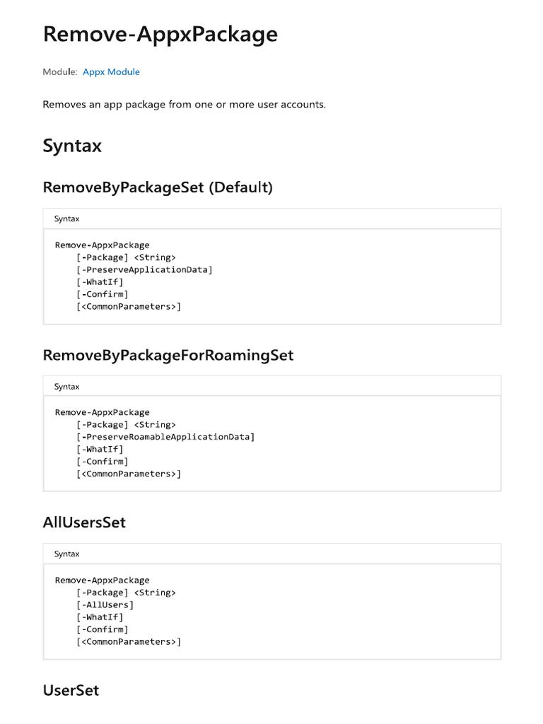 Remove AppxPackage | PDF