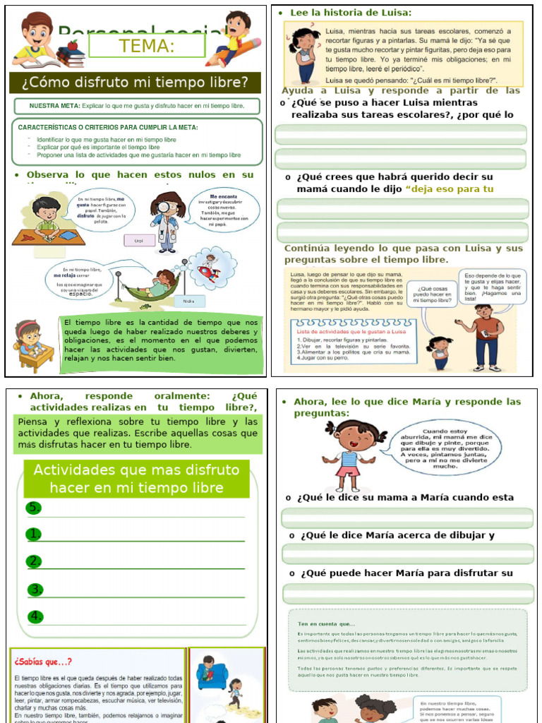 Actividades que disfruto en mi tiempo libre | PDF