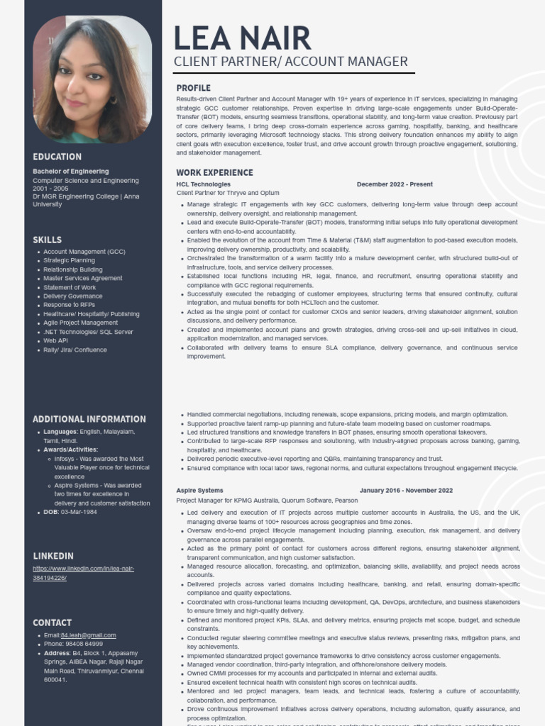 Lea Nair - Account Manager | PDF | Software Development Process ...