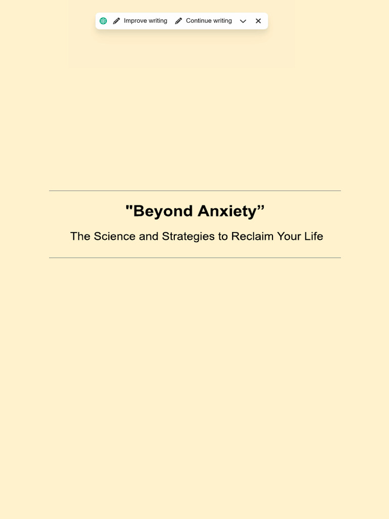 Beyond Anxiety The Science and Strategies To Reclaim Your Life | PDF