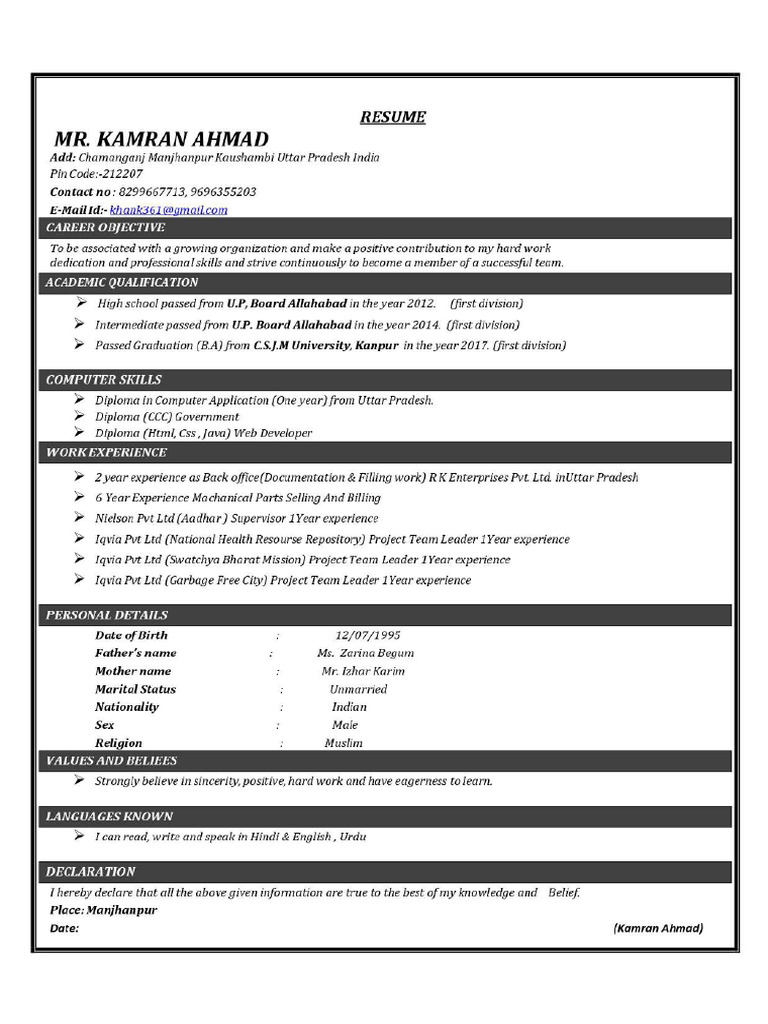 Kamran New Resume Saudi - Page-0001 | PDF