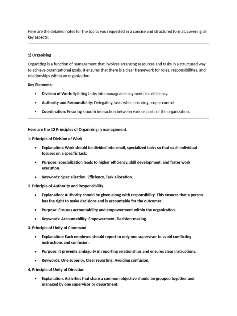 12 Principles of Organizational Structure | PDF | Organizational ...