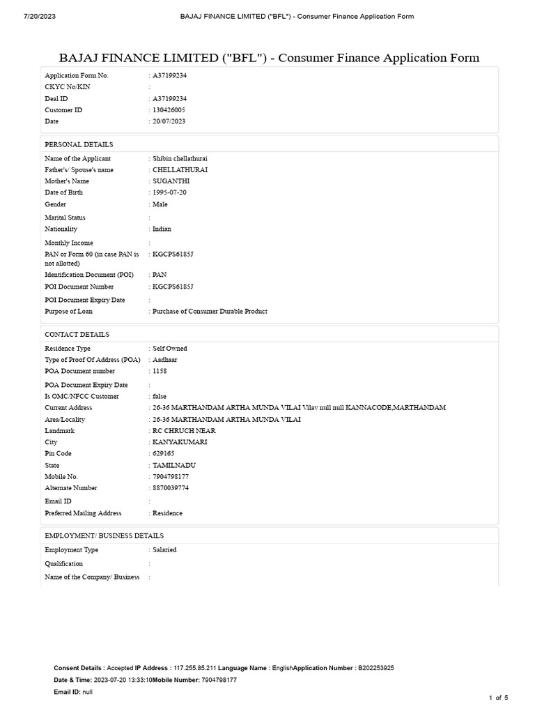 Application Form 20-19-10 | PDF | Identity Document | Loans