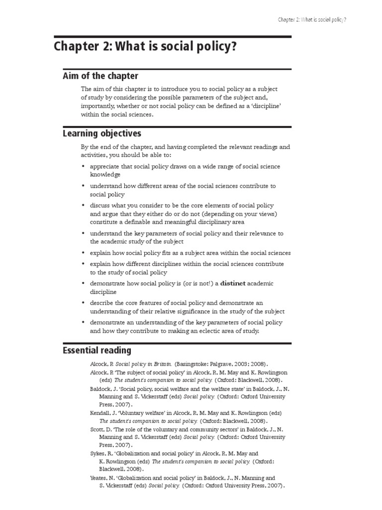 What is Social Policy | Social Policy | Policy