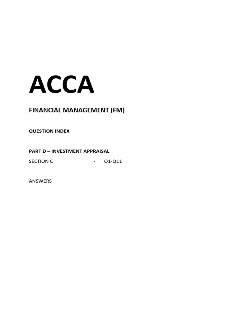 ACCA FM Investment Appraisal Analysis | PDF | Net Present Value ...
