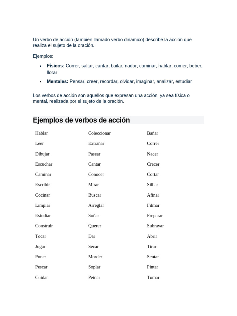 Un Verbo de Acción | PDF | Verbo