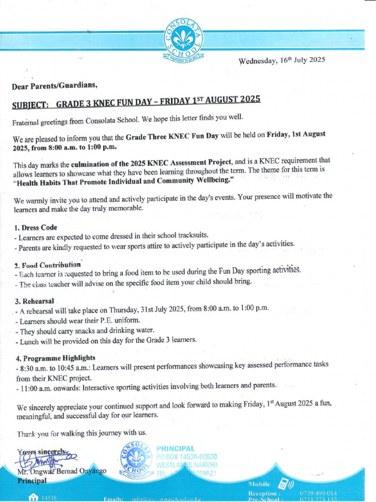 Grade 3 Knec Fun Day-1 | PDF