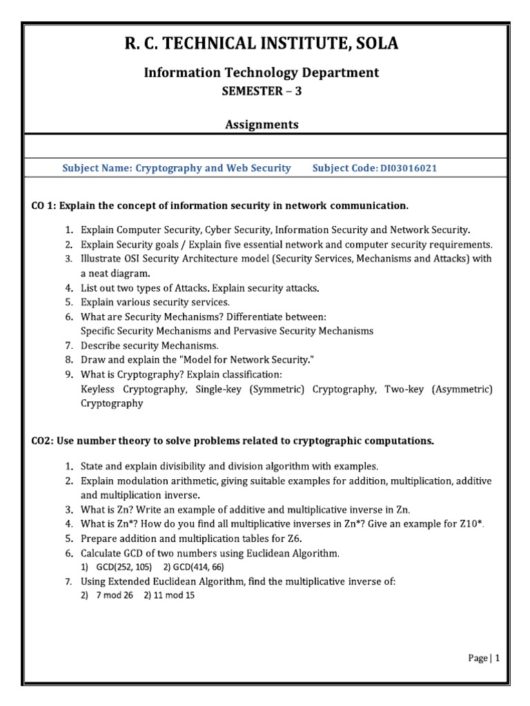 DI03016021 CWS Assignments | PDF