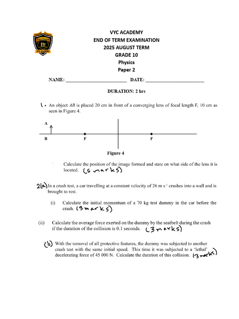 Grade 10 Physics Exam Paper 2 2025 | PDF