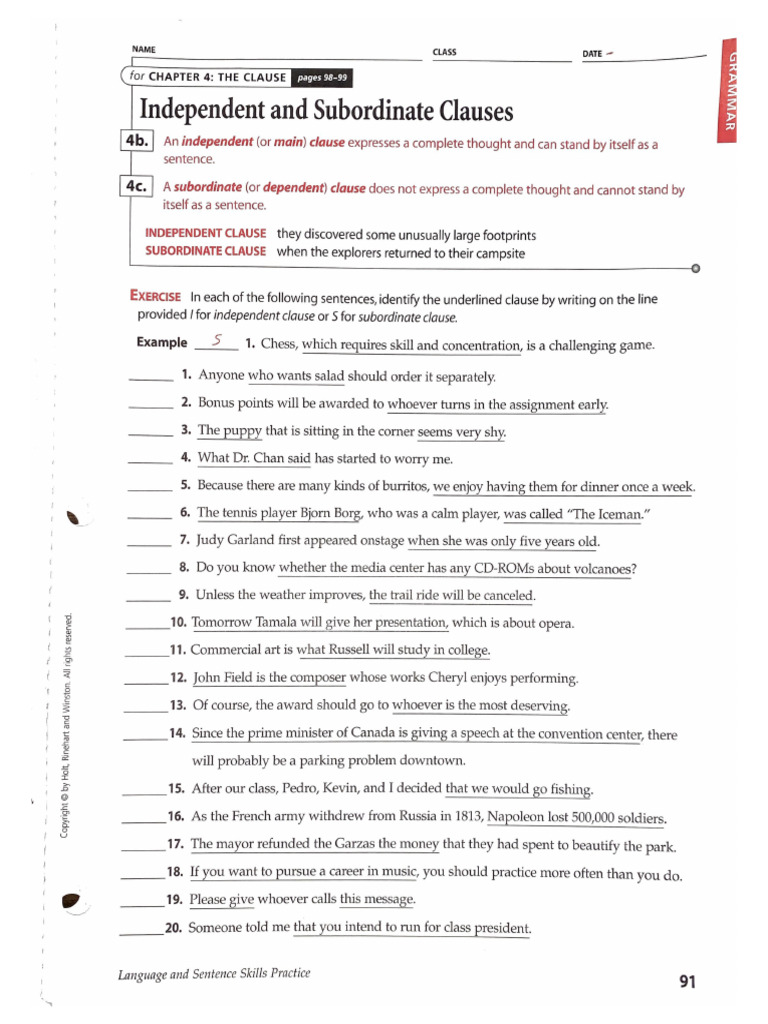 Independent vs. Subordinate Clauses Guide | PDF | Clause | Chess
