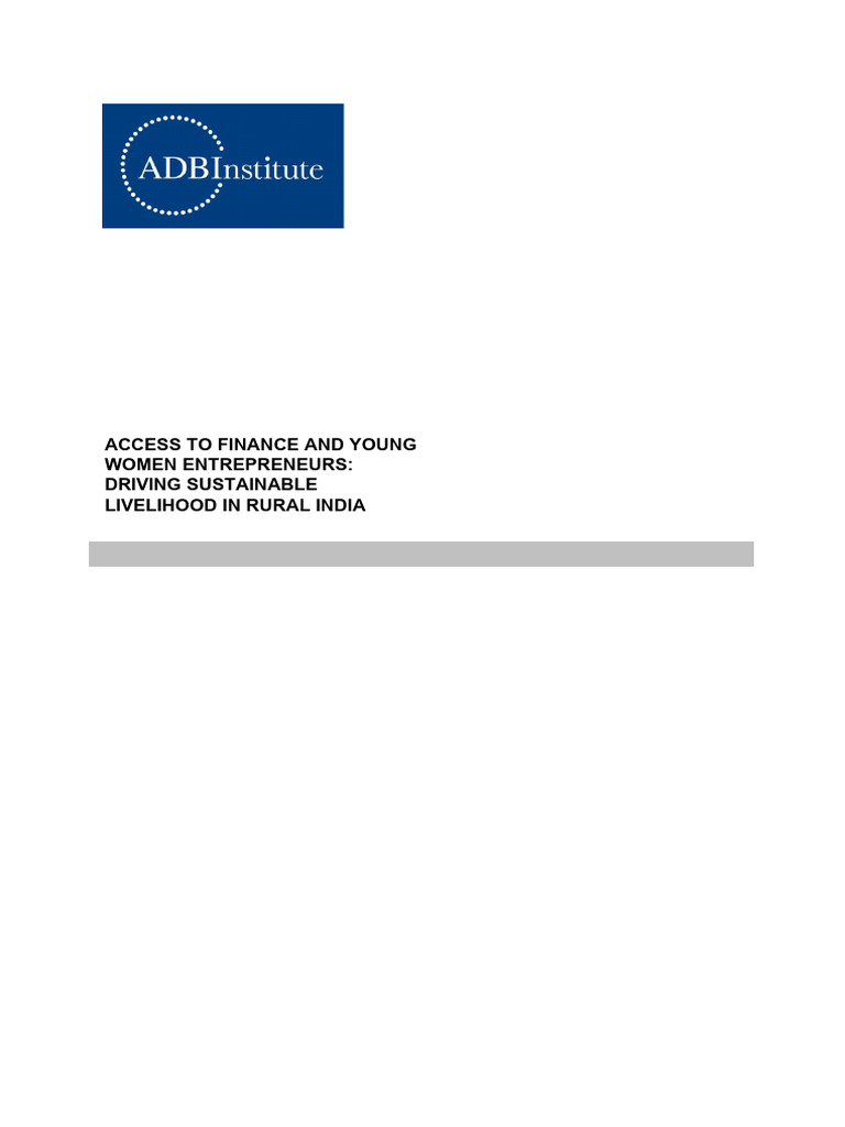 Young Women Entrepreneurs' Finance Access | PDF | Financial Inclusion ...